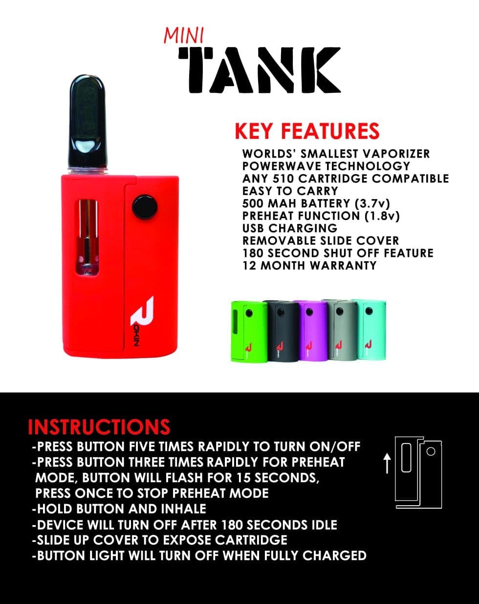 Mini Tank 510 Thread Vape | Battery Kit | Rokin
